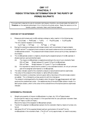 2021 CMY 117 Report Sheet Practical 3 Solubility - CMY 117 - UP - Studocu