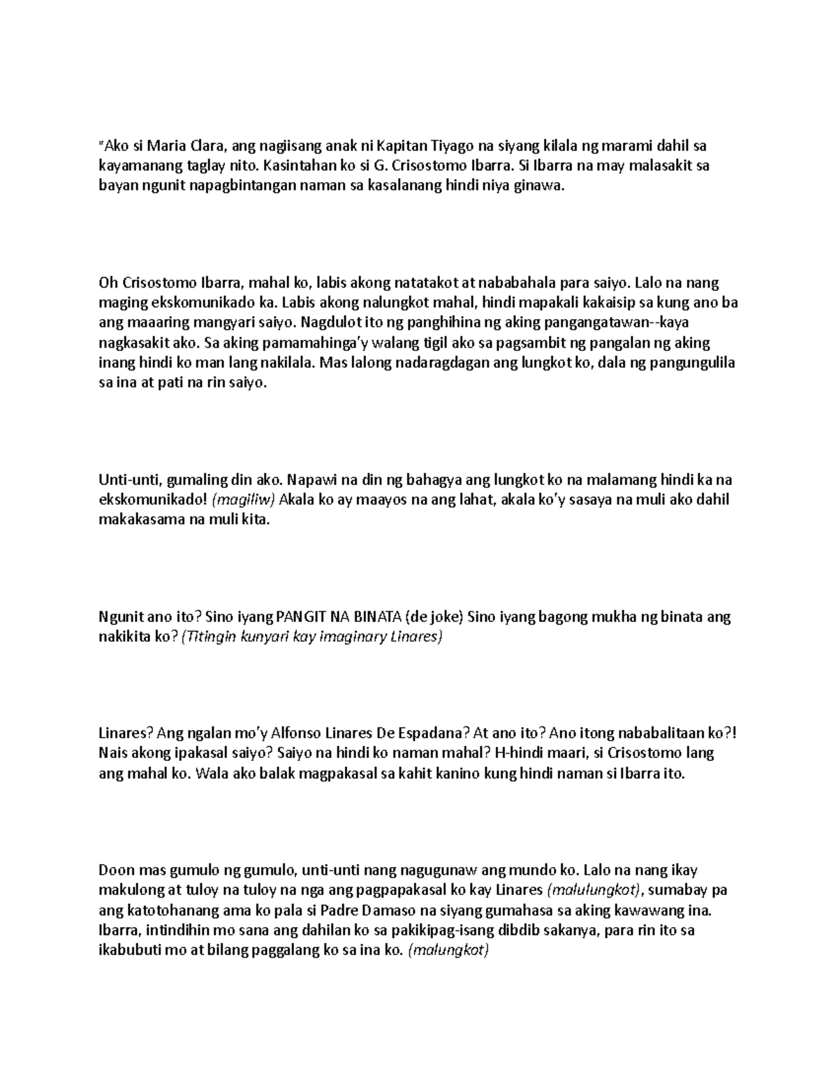 Character Impersonation - "Ako si Maria Clara, ang nagiisang anak ni ...