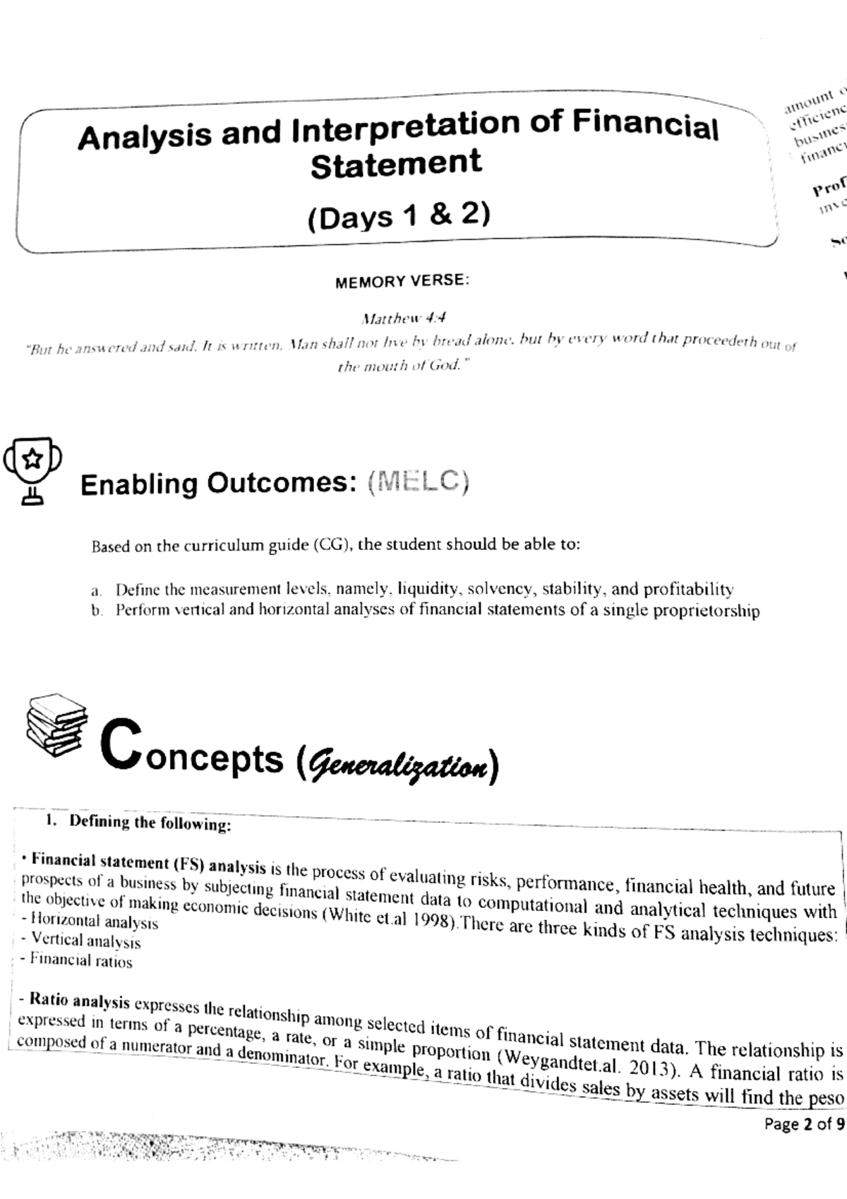 Analysis and Interpretation of Financial statement - BS accountancy ...