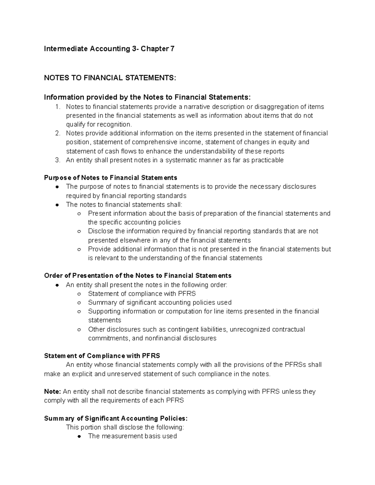 IA3 Chapter-7- Notes - notws to financial statement - Intermediate ...