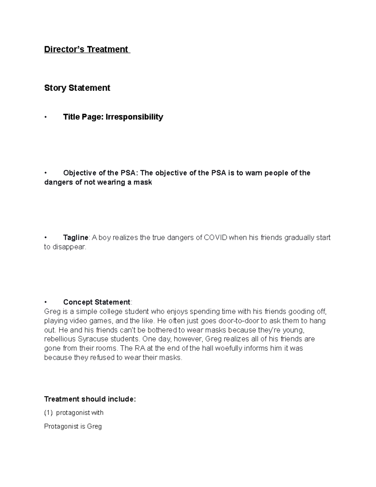 Director's Treatment - Director’s Treatment Story Statement • Title ...