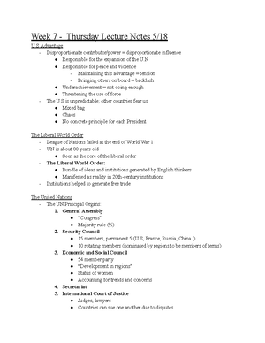 Poli Sci 7 Week 4 Lecture 7 - Week 4, Lecture #7 Notes - 4/25/23 ...