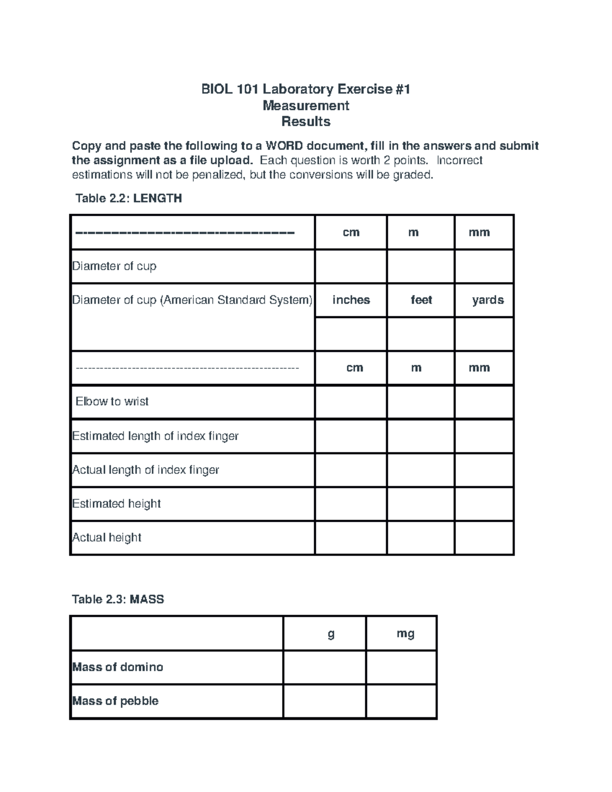 Bio 101 lab 1 - Maria Judice - BIOL 101 Laboratory Exercise ...