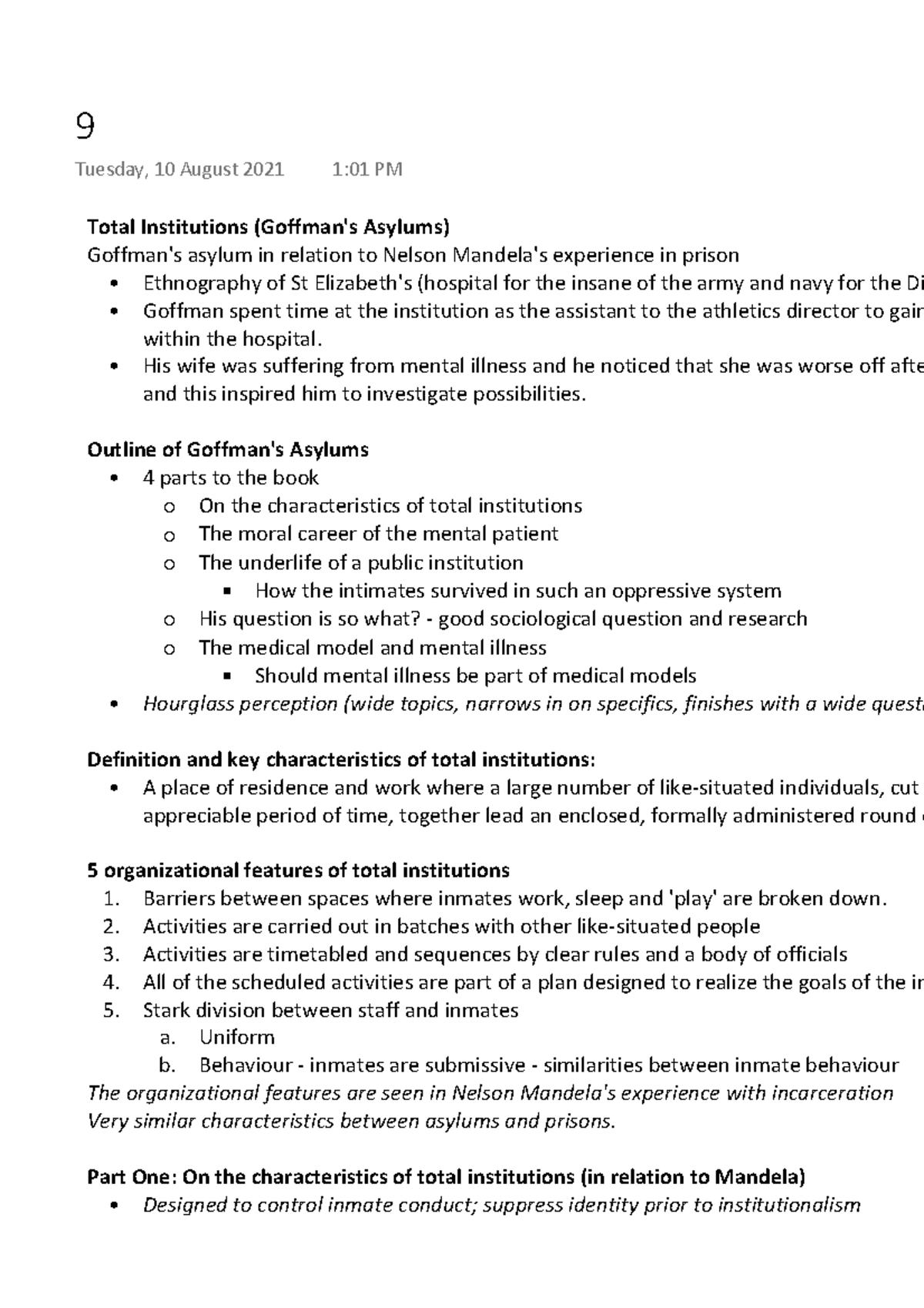 Total Institutions (Goffman's Asylums) - Total Institutions (Goffman's ...