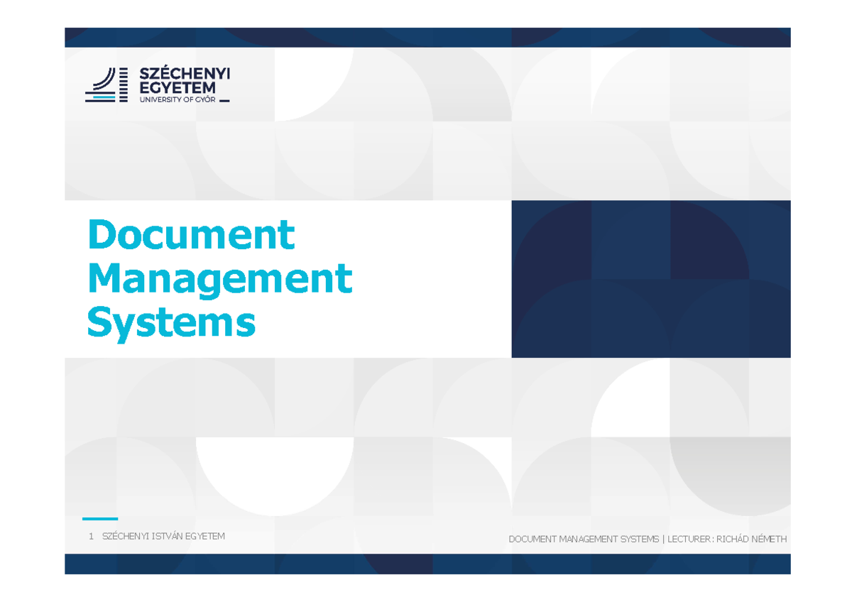 DMS - Week 07 - Tools, features and planning of a DMS - ####### 1 ...