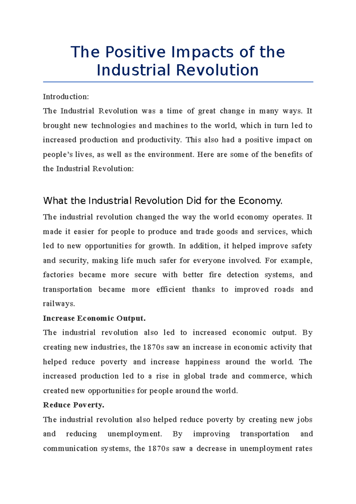 The Positive Impacts of the Industrial Revolution - The Positive ...