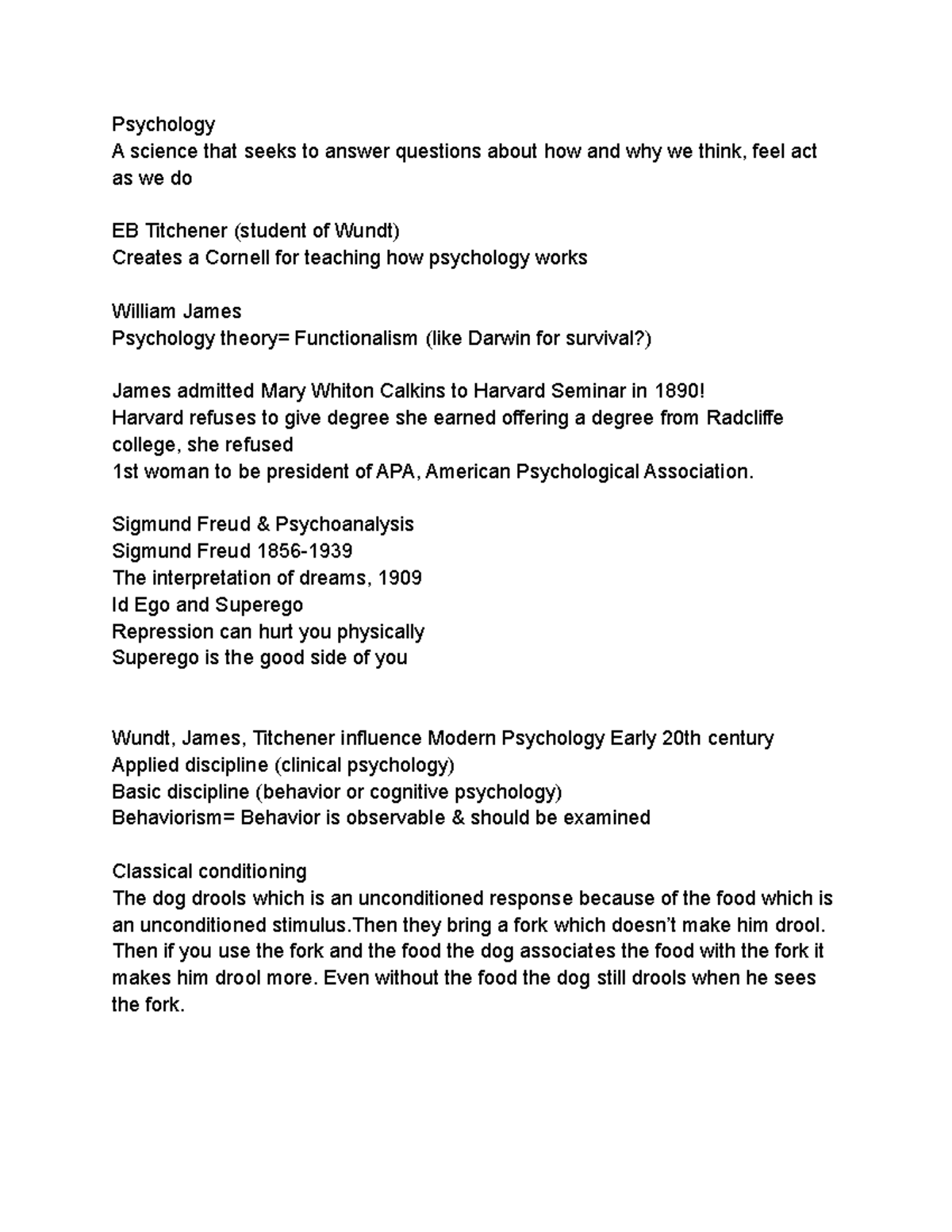 Copy of Psychology notes - Psychology A science that seeks to answer ...