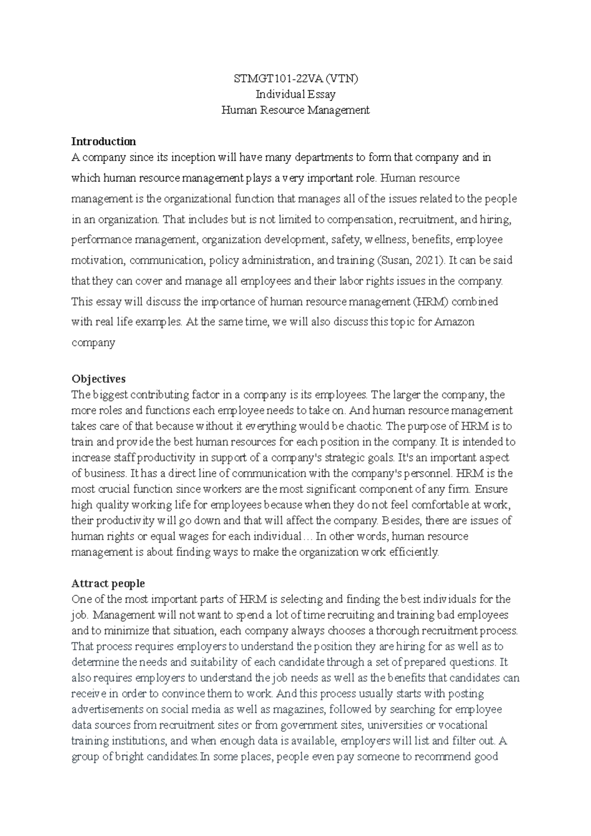 Individual Essay - 1614383 - STMGT101-22VA (VTN) Individual Essay Human ...