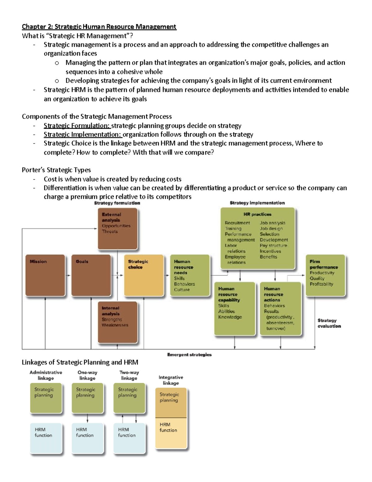 Chapter 2 - Lecture notes - Chapter 2: Strategic Human Resource ...