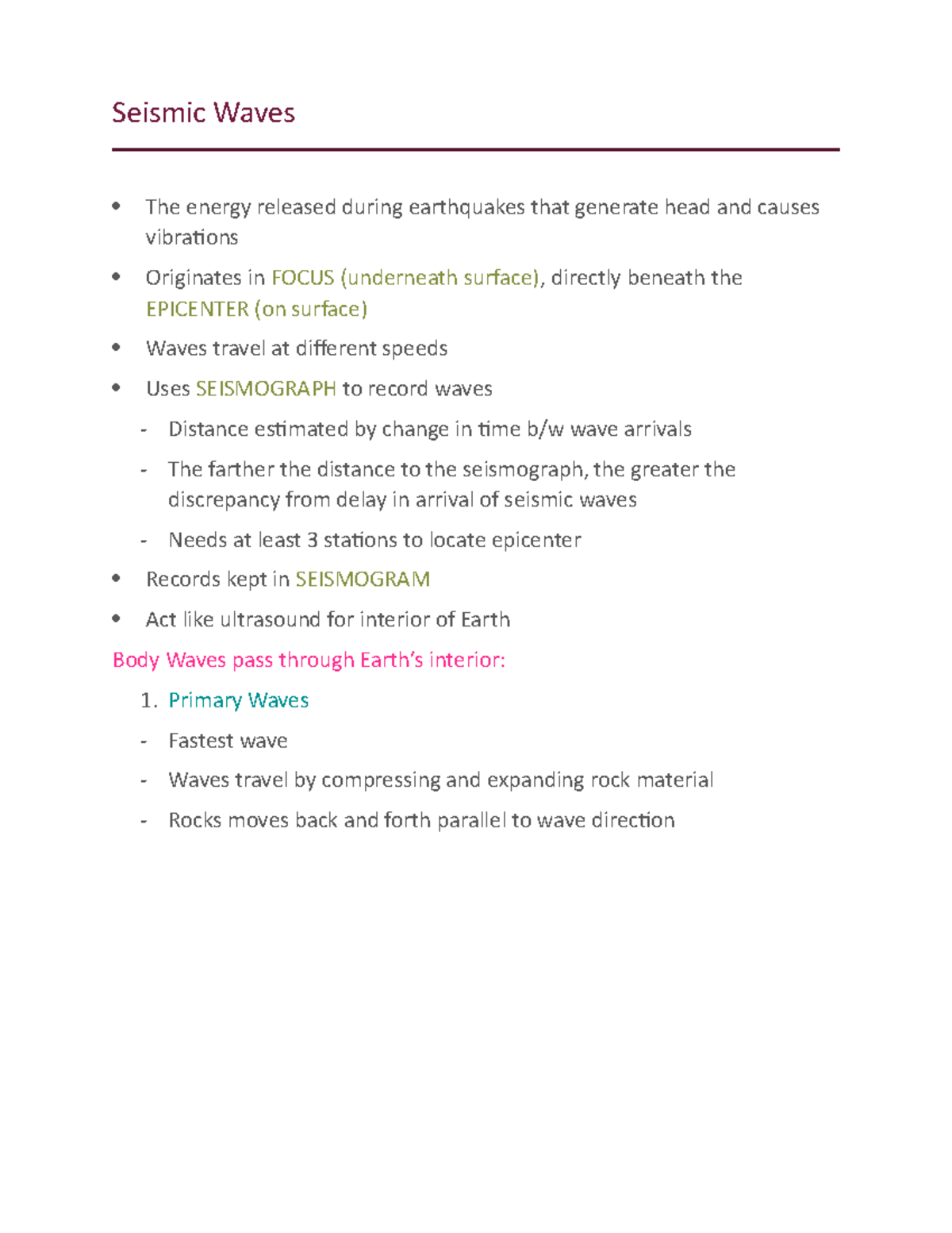 Earthquakes - NOTE - Seismic Waves The energy released during ...