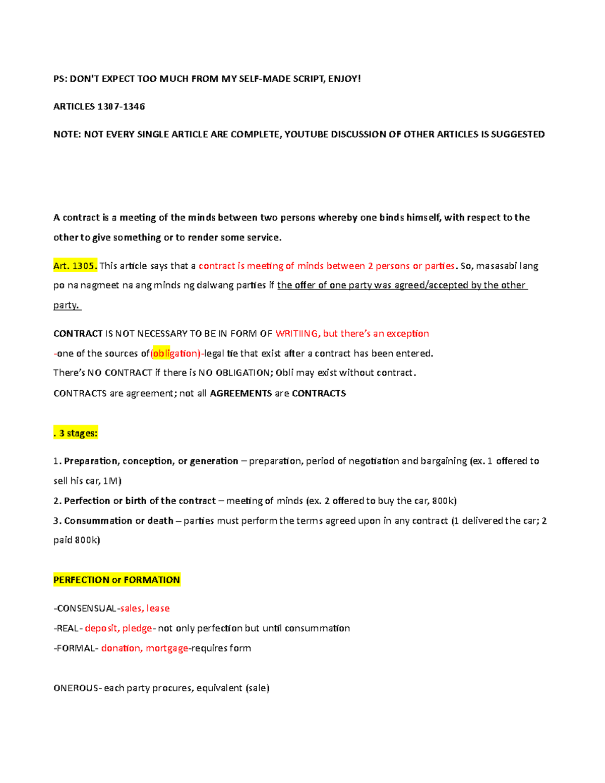 Articles 1307-1346 - PS: DON'T EXPECT TOO MUCH FROM MY SELF-MADE SCRIPT ...