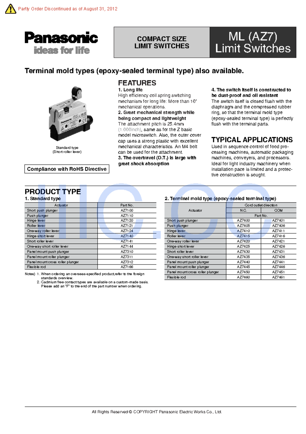 AZ7310 ( Others) - Limite de bajada y subida - Actuator Short push ...