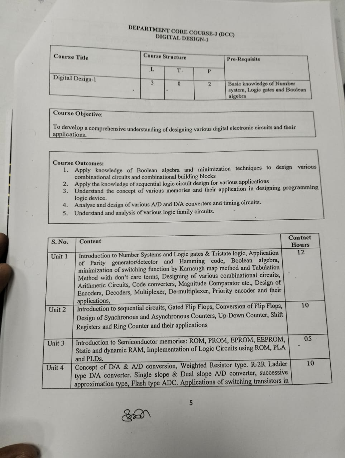 Dld syllabus - DEPARTMENT CORE (DCC) DIGITAL Course Title Course ...