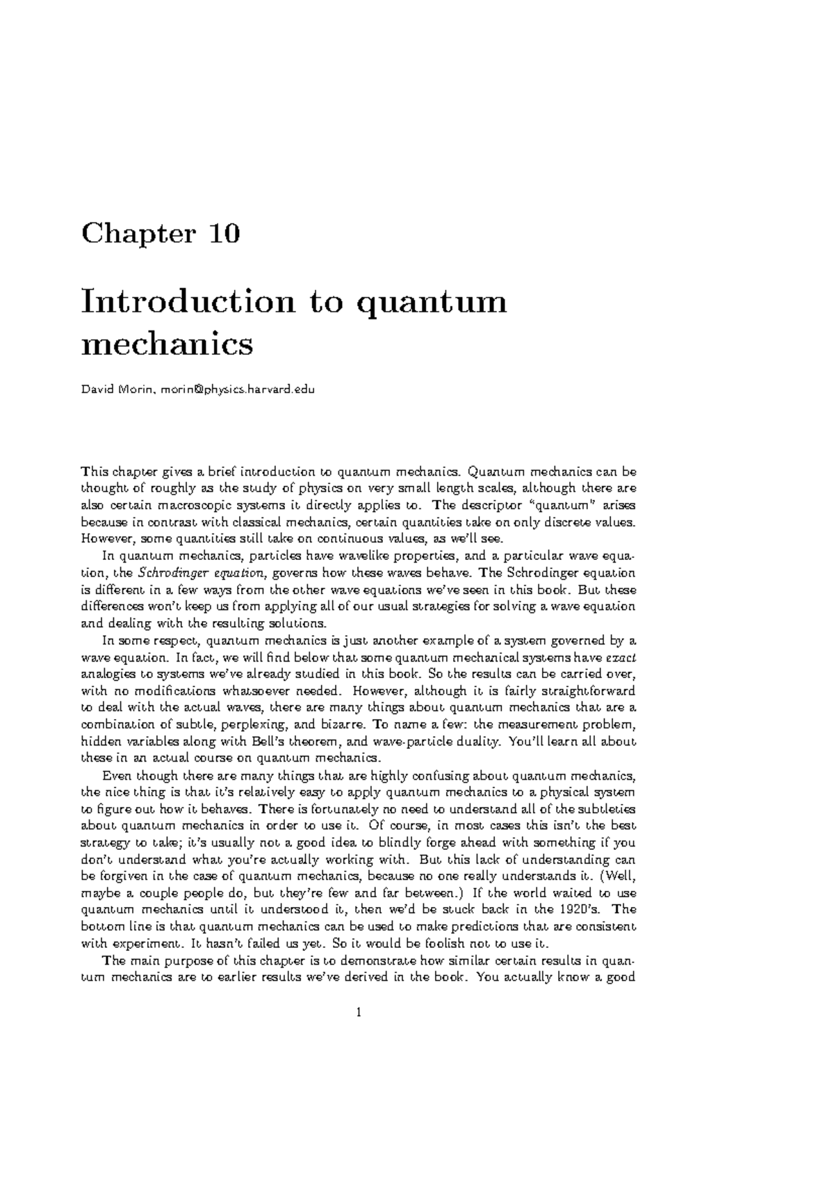 Waves quantum - Chapter 10 Introduction to quantum mechanics David ...