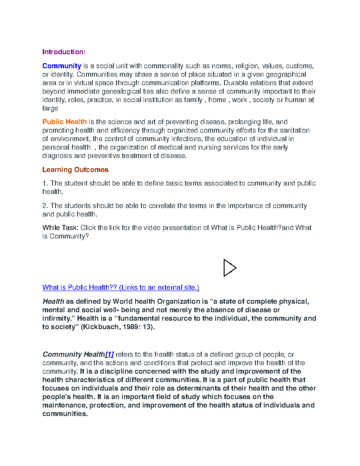 Introduction - Lecture notes 1-3 - Introduction: Community is a social ...