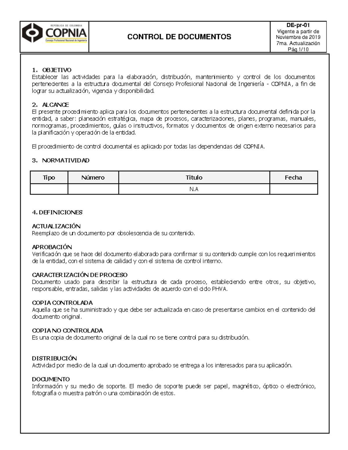 Control-documentos - PARA CONTROL DE CAMBIO - CONTROL DE DOCUMENTOS DE-pr- Vigente a partir de ...