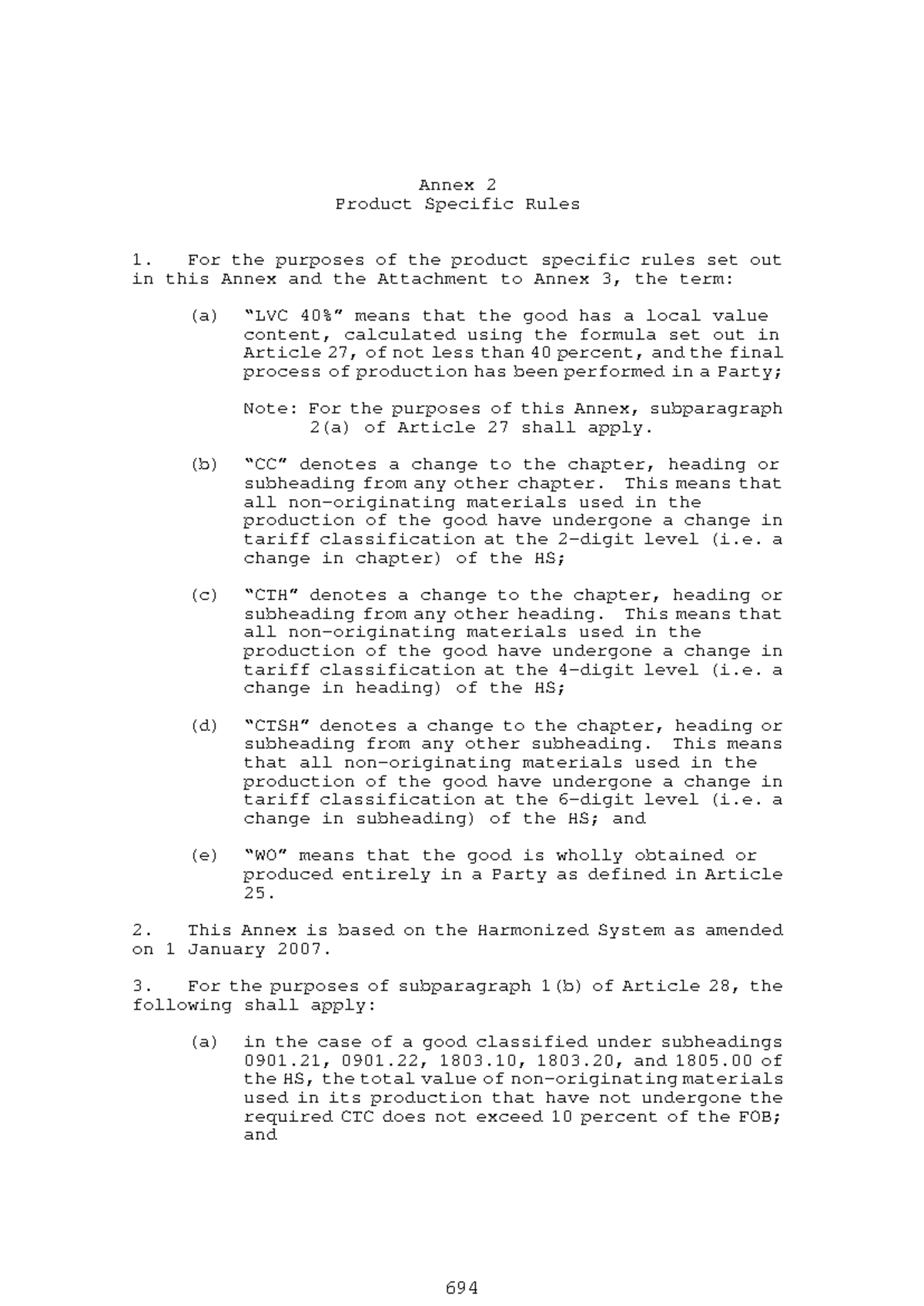 Vjepa phụ lục xuất xứ - Annex 2 Product Specific Rules 1. For the ...