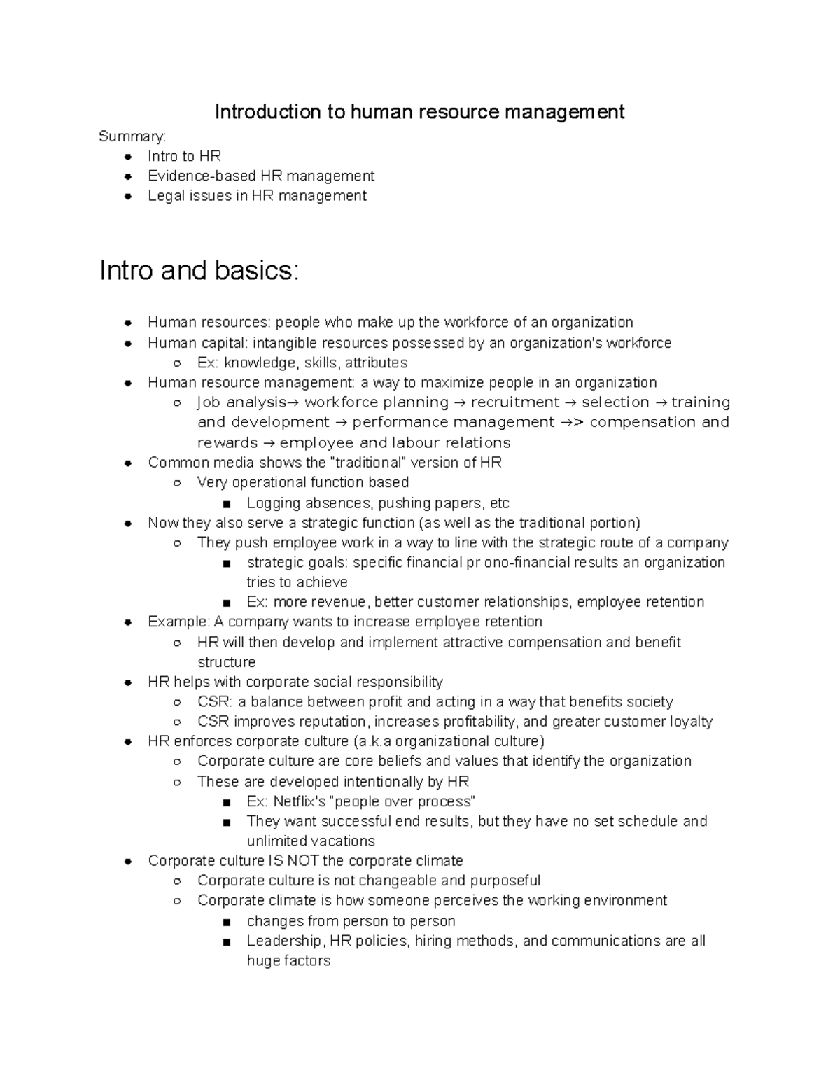 Lecture notes Unit 1-3 - Introduction to human resource management ...