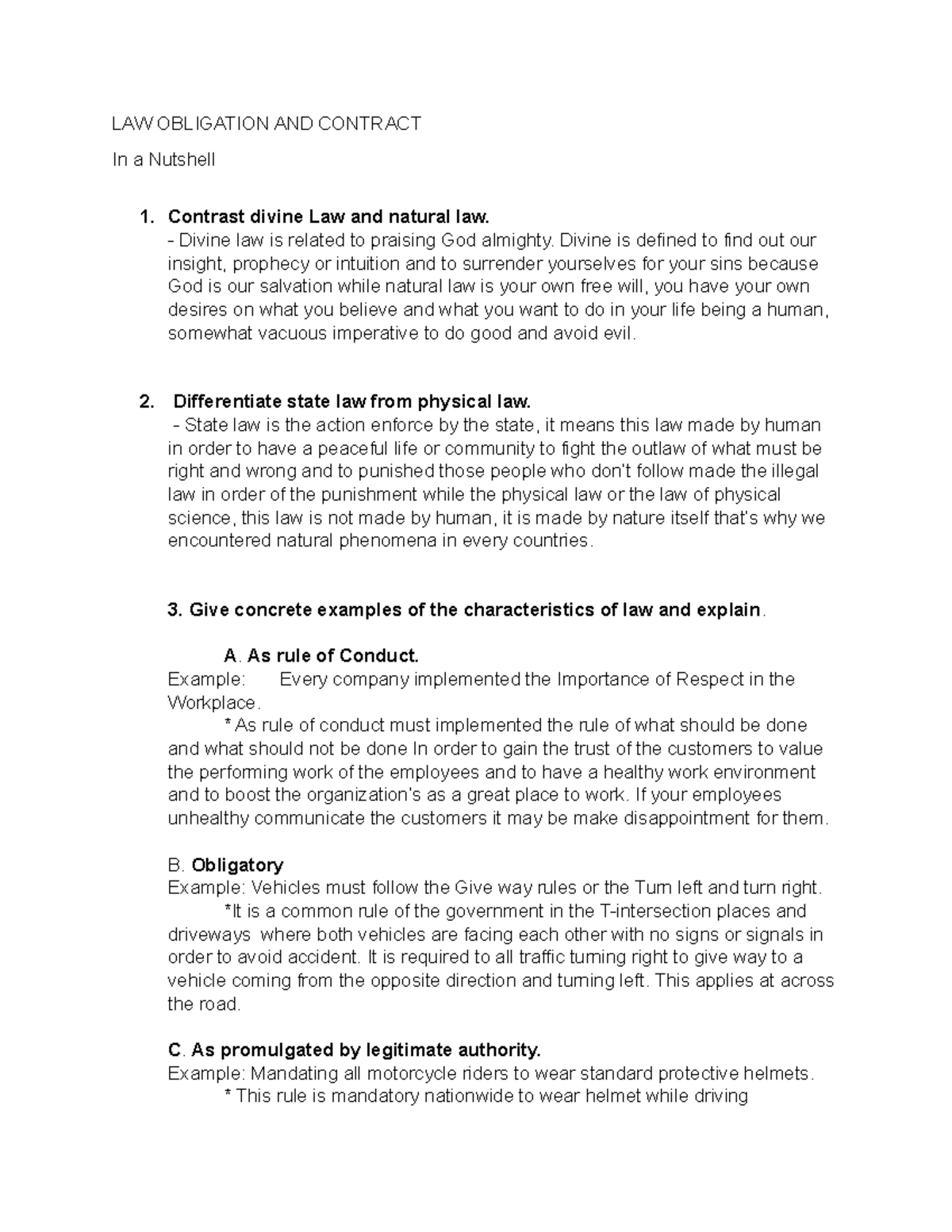 LAW Obligation AND Contract-In a Nutshell - LAW OBLIGATION AND CONTRACT ...