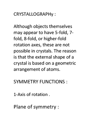 Crystallography 1 - CRYSTALLOGRAPHY. crystallography is the study of ...