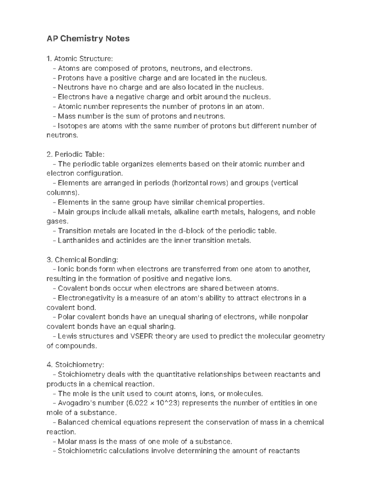 AP Chemistry Notes - AP Chemistry Notes Atomic Structure: Atoms are ...