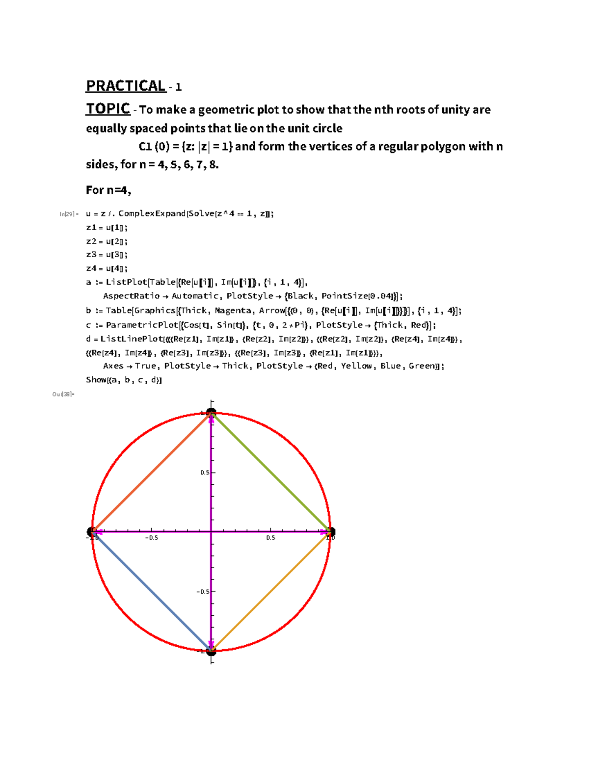 Assign - PRACTICAL - 1 TOPIC - To make a geometric plot to show that ...