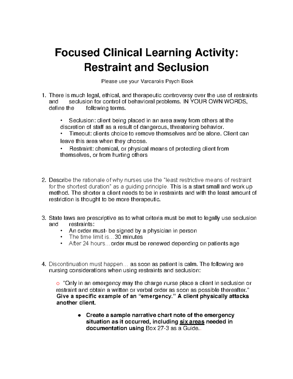 FCLA Restraints - fcla - Focused Clinical Learning Activity: Restraint ...