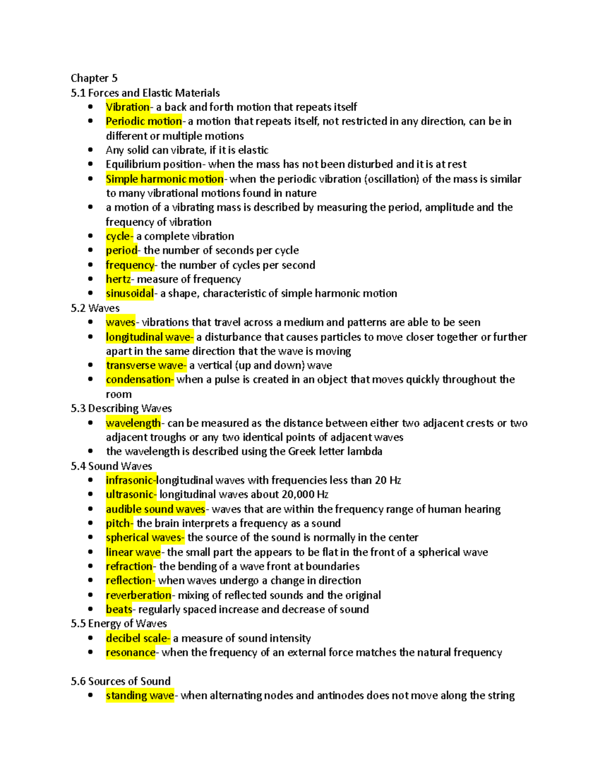 Physical Science- Chapter 5 Notes - Chapter 5 5 Forces and Elastic ...