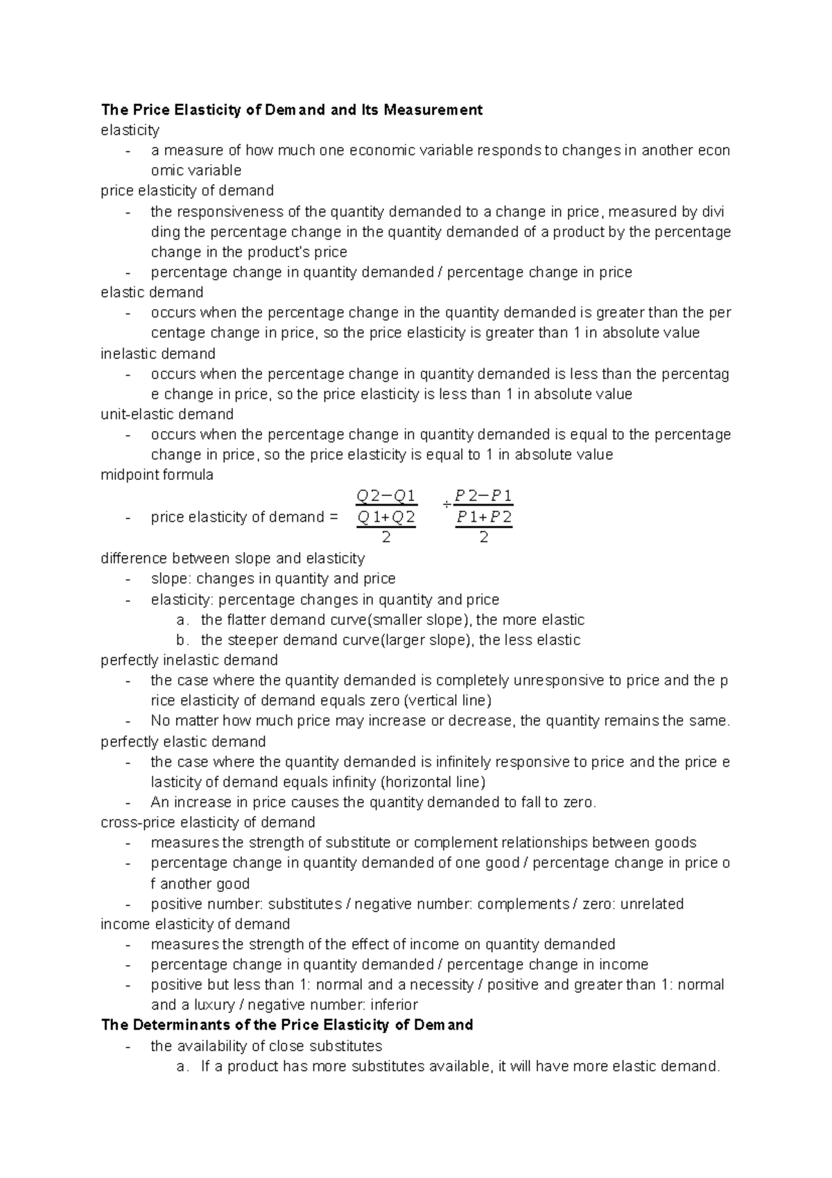 Ch 6. Elasticity The Responsiveness of Demand and Supply - The Price ...