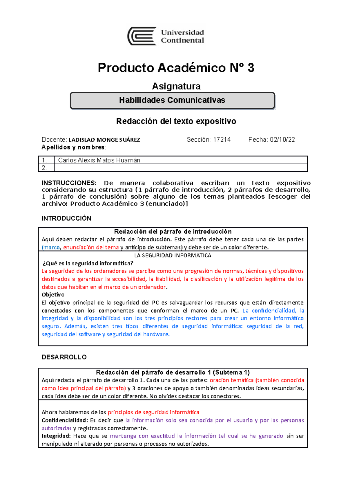 3. Producto Académico 3 (formato) - Producto Académico N° 3 Asignatura Redacción del texto - Studocu