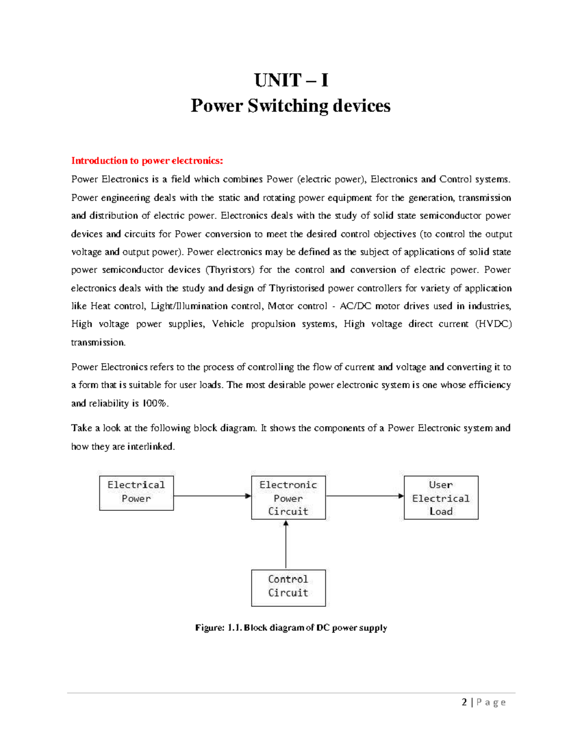 Power Electronics removed - UNIT – I Power Switching devices ...