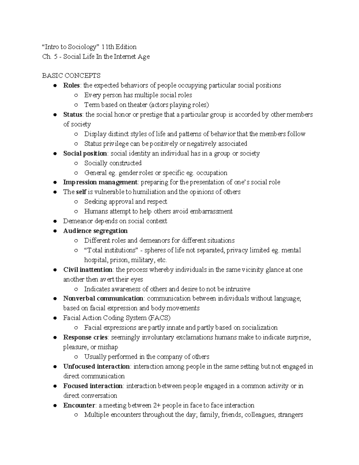 Soc Notes Ch 5 - Dr. Debjani Chakravarty, "Introduction to Sociology ...