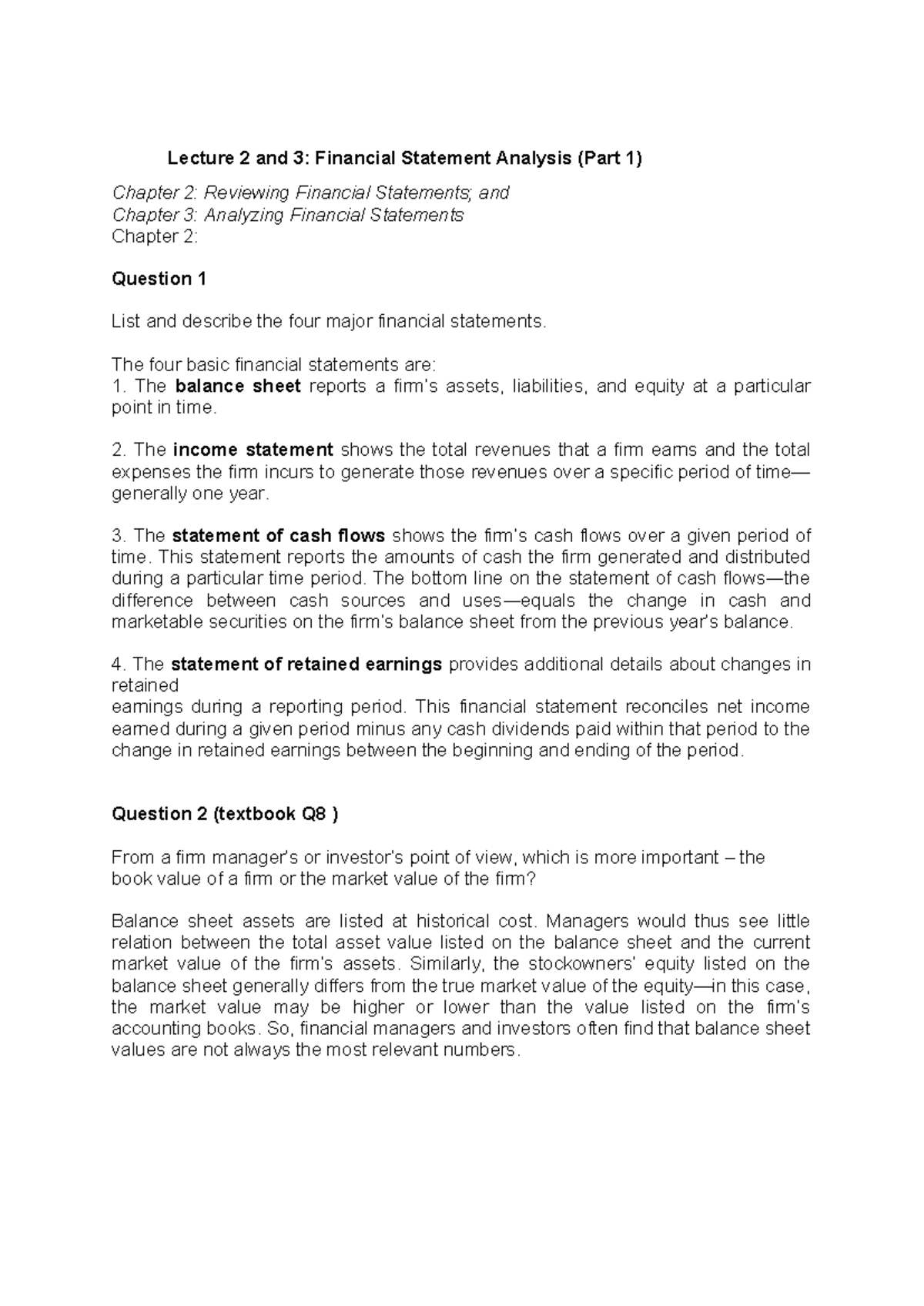 T2 Financial Statement Analysis (P1) (Ch 2 and 3) - A - Lecture 2 and 3 ...