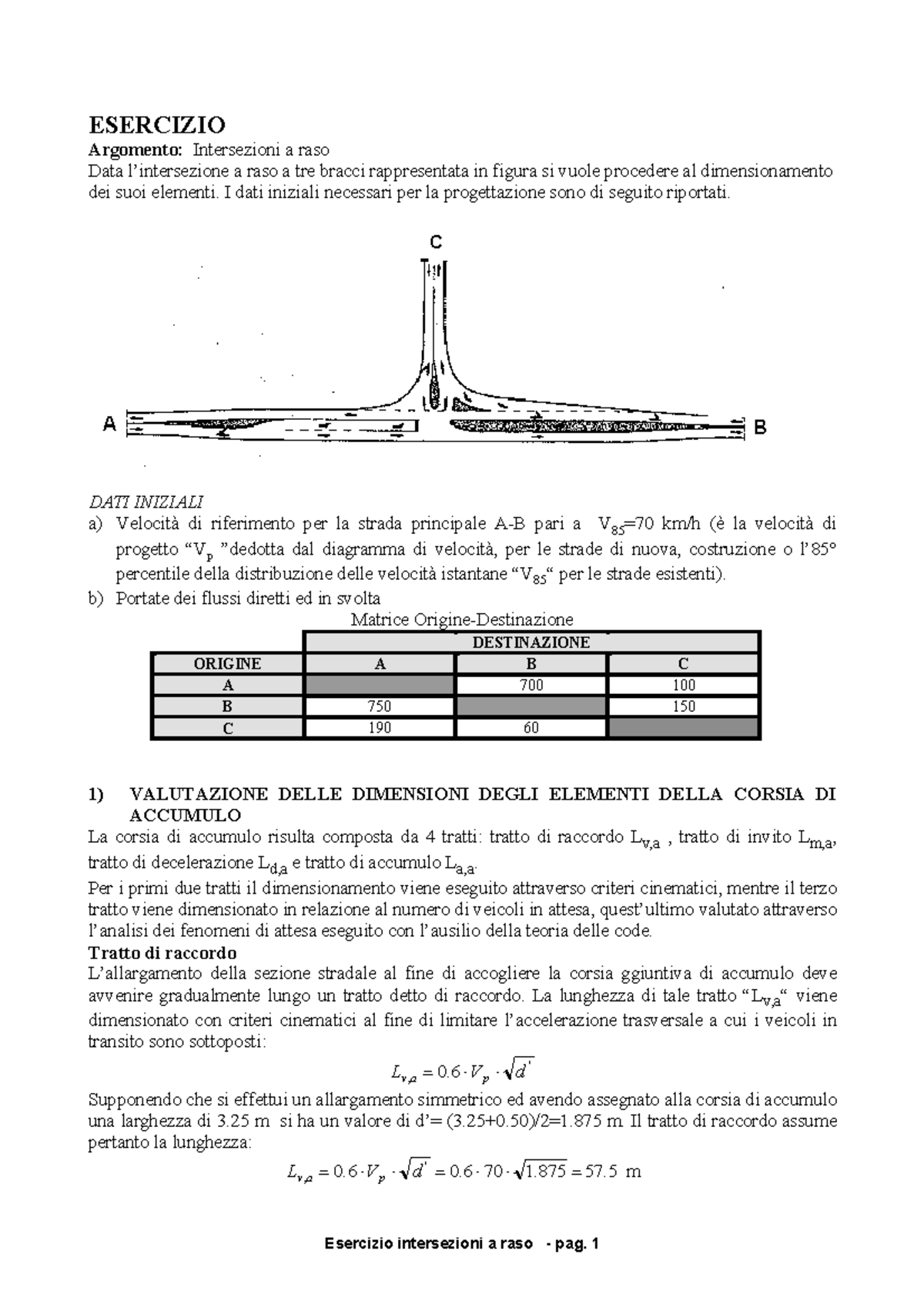 Esercizio Intersezioni-raso (svolto) - ESERCIZIO Argomento ...
