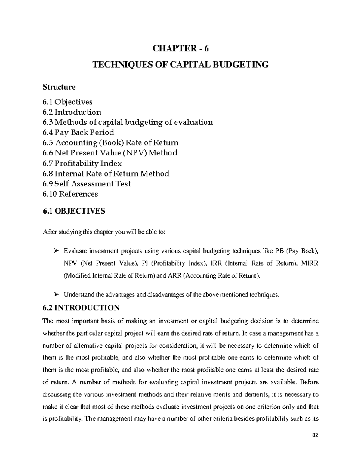 Chapter - 6 Techniques OF Capital Budgeting - CHAPTER - 6 TECHNIQUES OF ...