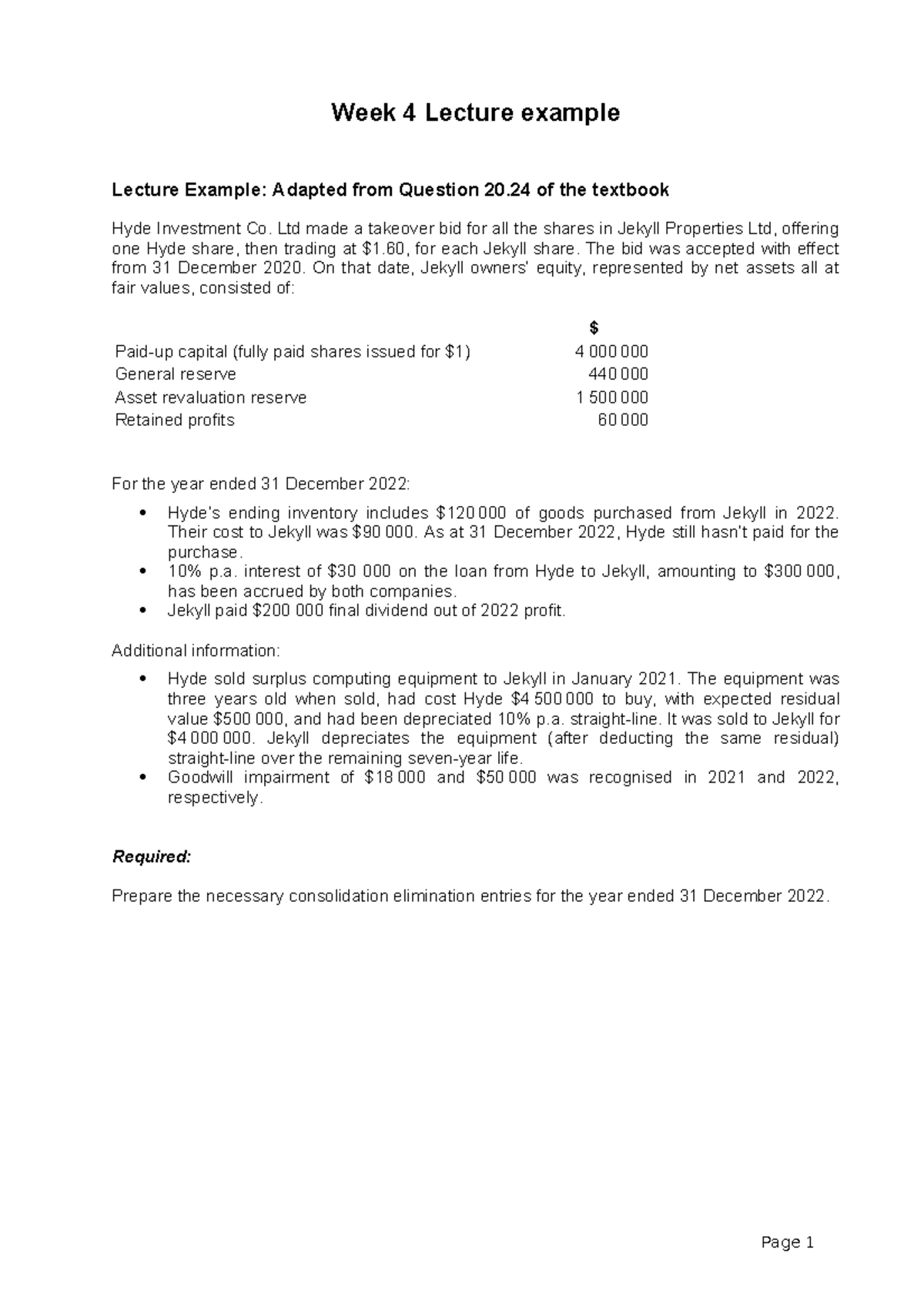 Week 4 lecture example - Week 4 Lecture example Lecture Example: Adapted from Question 20 of the ...