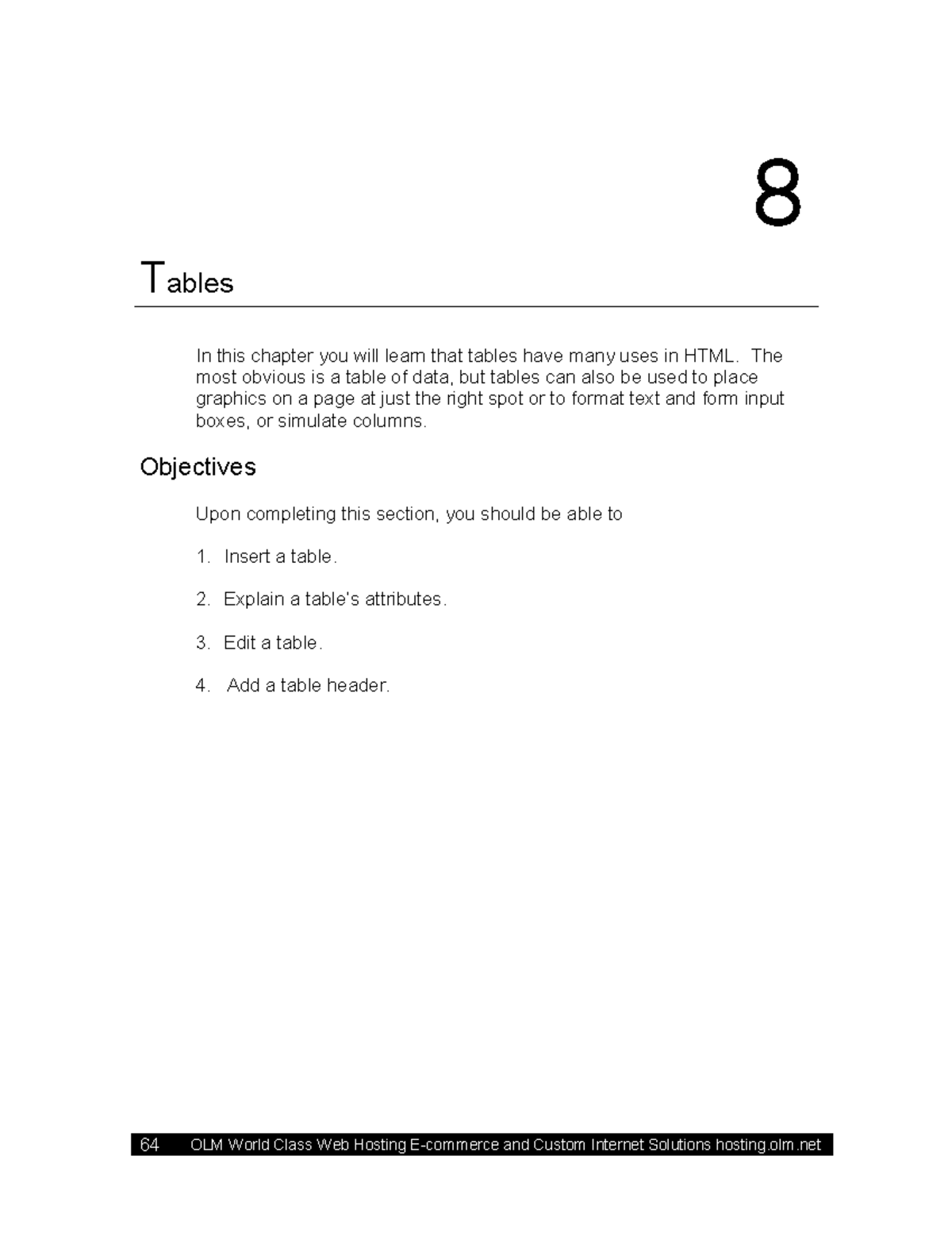 Lesson 6 - Tables - Summary notes - 64 OLM World Class Web Hosting E ...