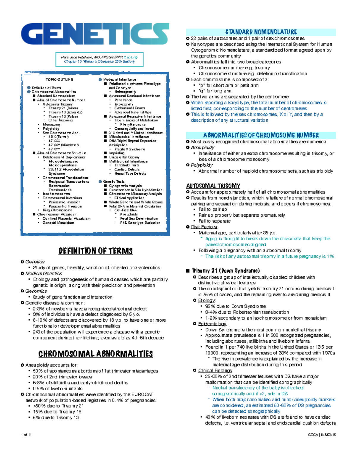 1. Insignis OB Genetics - DEFINITION OF TERMS Genetics " Study of genes ...