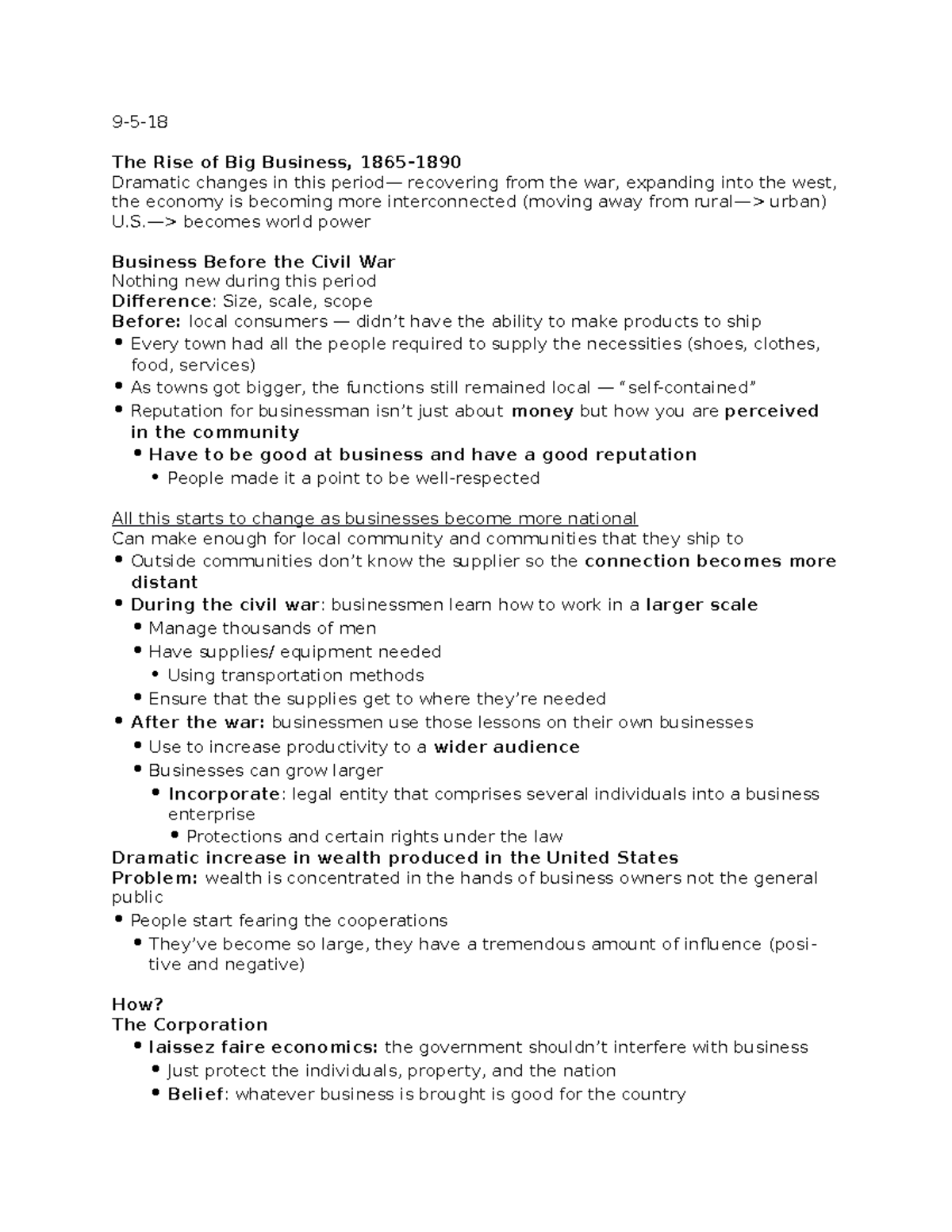 The Rise of Big Business - 9-5-18 The Rise of Big Business, 1865-1890 ...