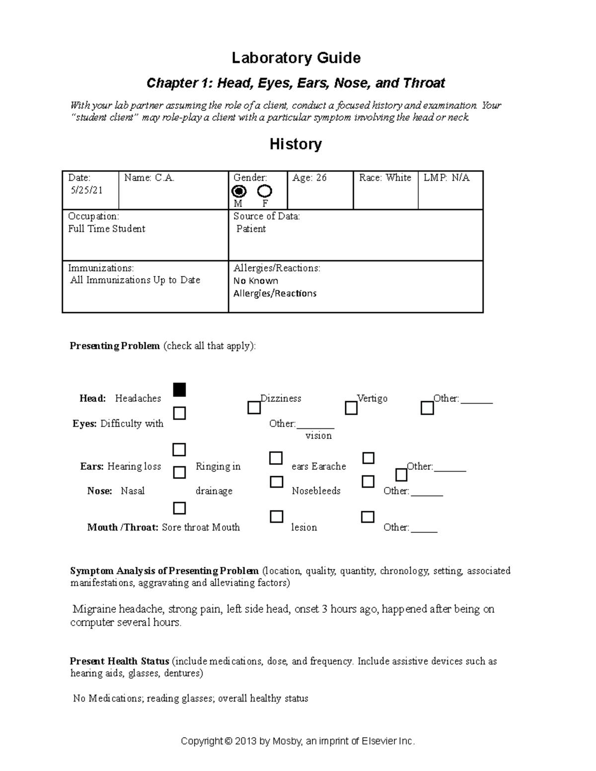 Fisayo Omotunde Lab Guide Heent - Laboratory Guide Chapter 1: Head ...