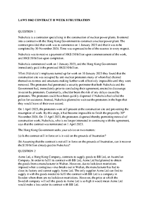 Contract week 1 - notes - Tenders General rule (offer must be ...