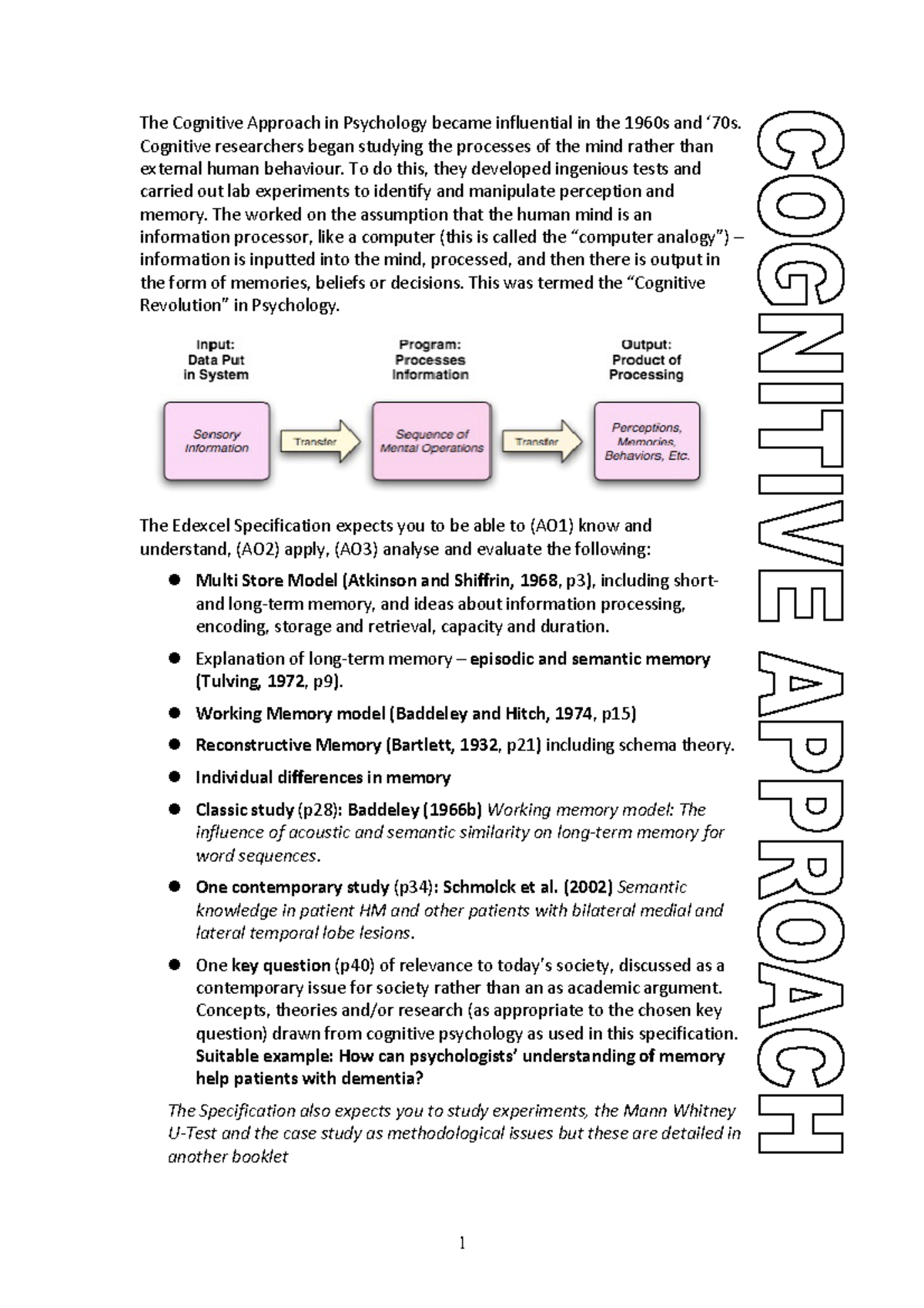 Cognitive approach study book - The Cognitive Approach in Psychology ...