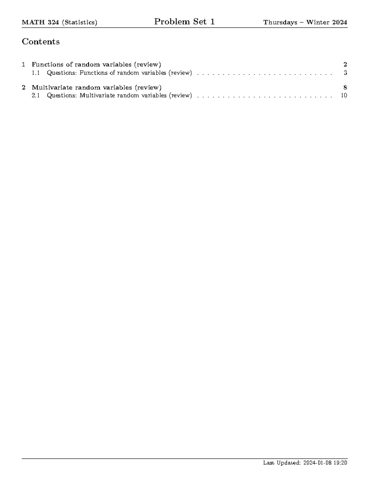 Math324 2024W tutorial problem set01 solns - Contents MATH 324 (Statistics) Problem Set 1 ...