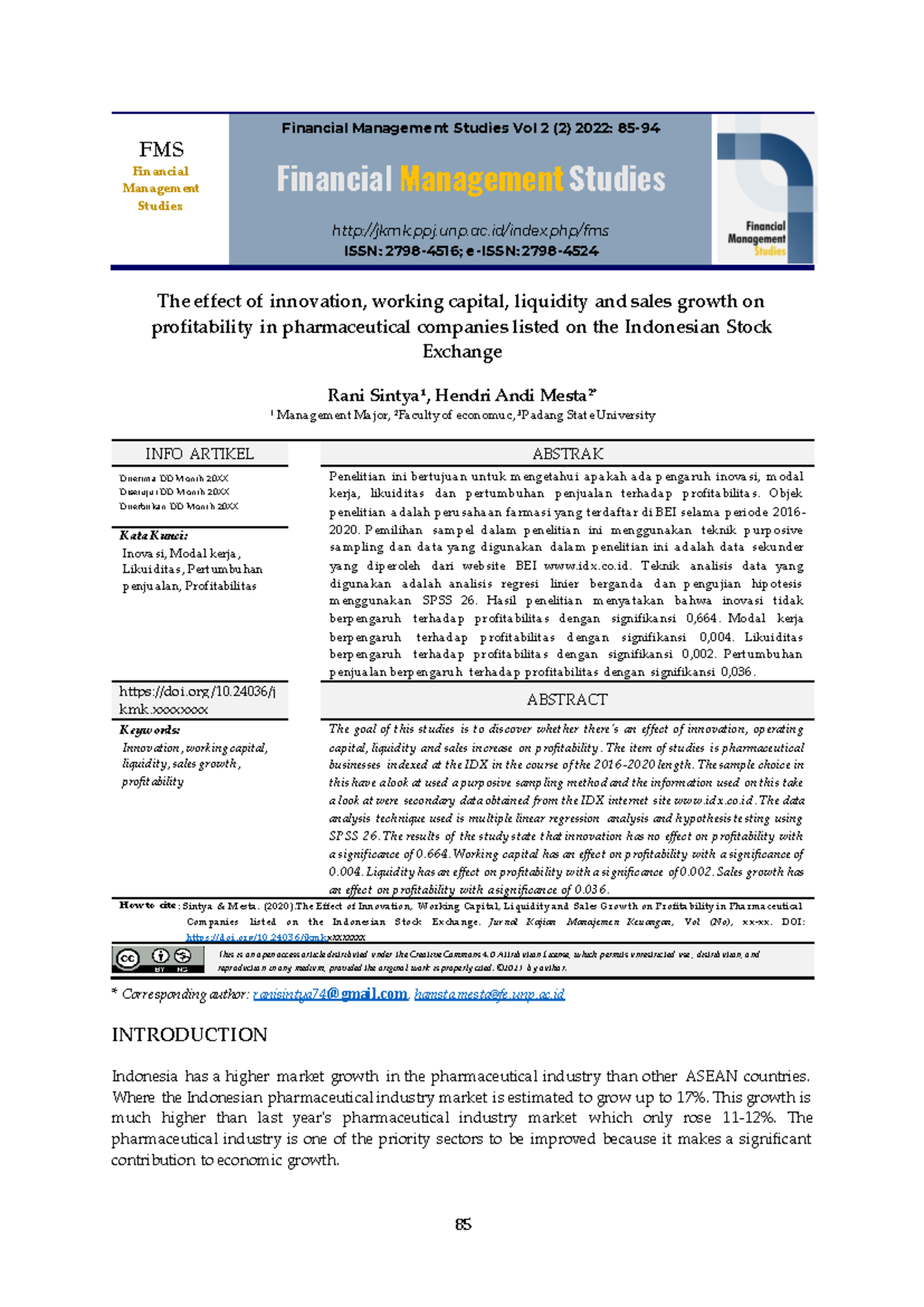 104-Article Text-458-1-10-20220715 - FMS Financial Management Studies The effect of innovation ...