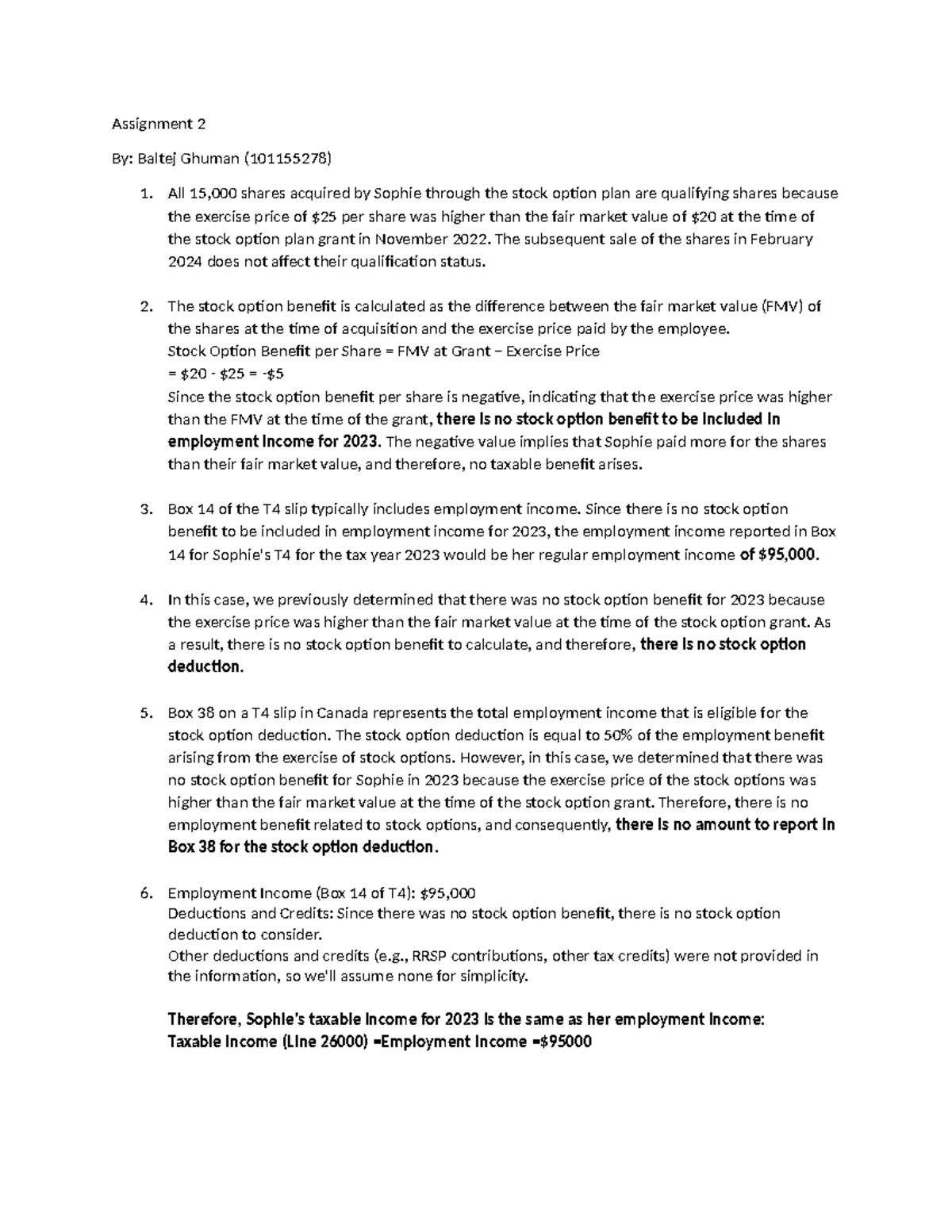 Tax-Assignment 2 - Assignment 2 - Assignment 2 By: Baltej Ghuman ...
