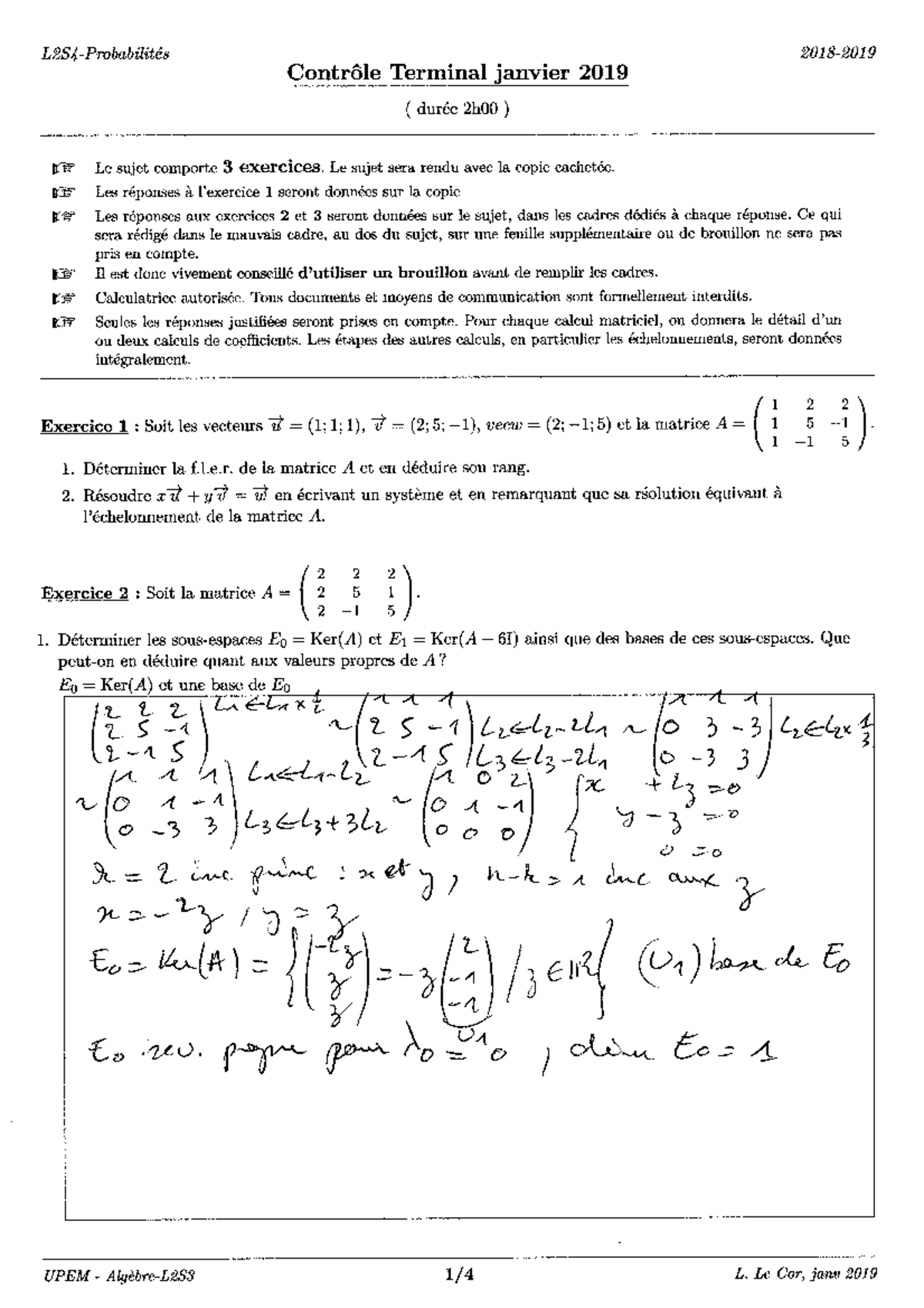 CT Maths S3 janv 2019 - Controle terminal janvier 2019 - L2S4-PTŒbüÈ±és ...
