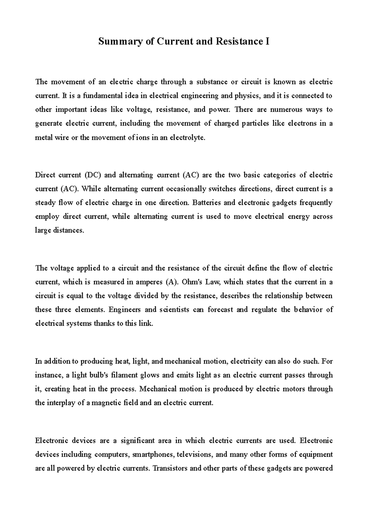 Summary Of Current And Resistance 1 It Is A Fundamental Idea In summary-of-current-and-resistance-1-it-is-a-fundamental-idea-in