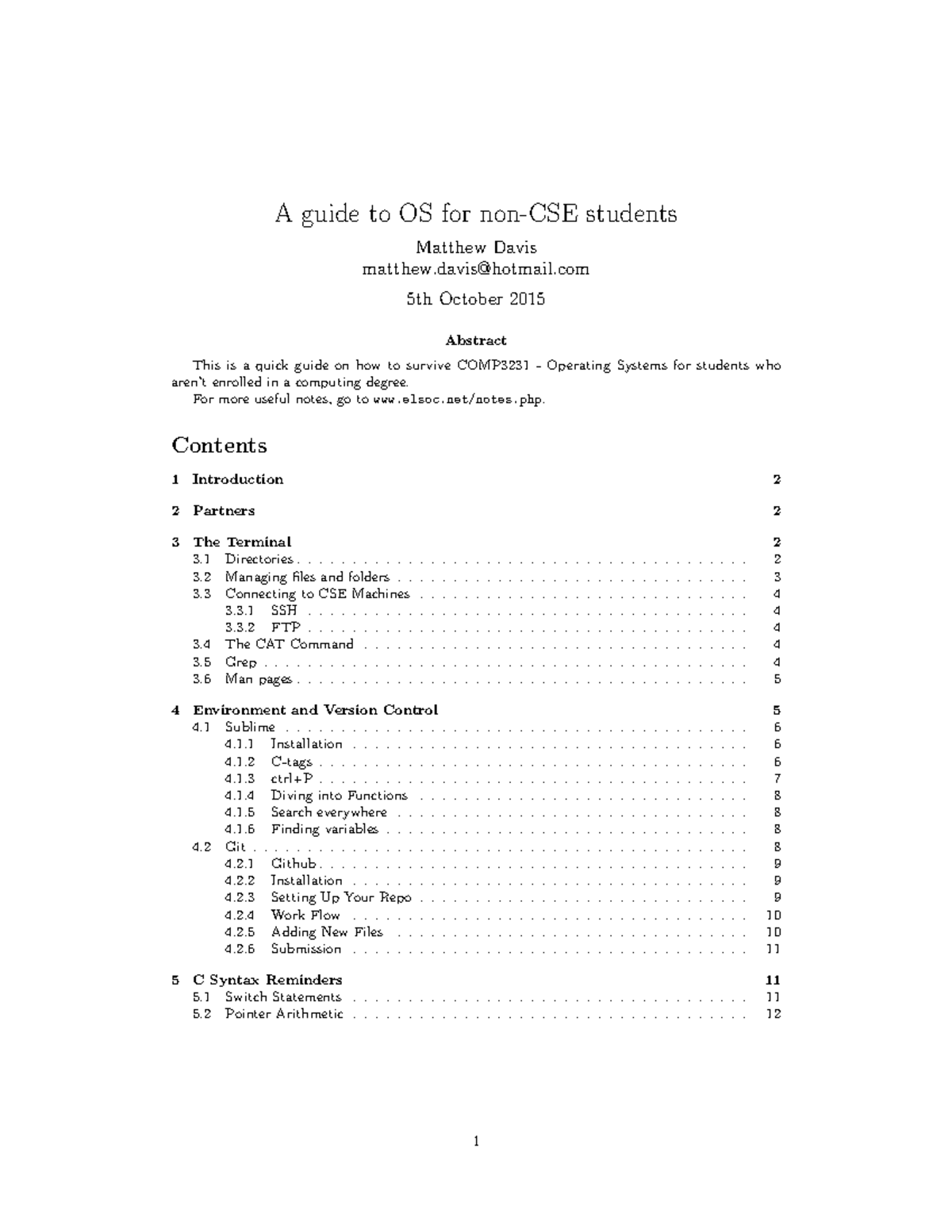 Lecture notes 1 - A guide to OS for non-CSE students Matthew Davis ...