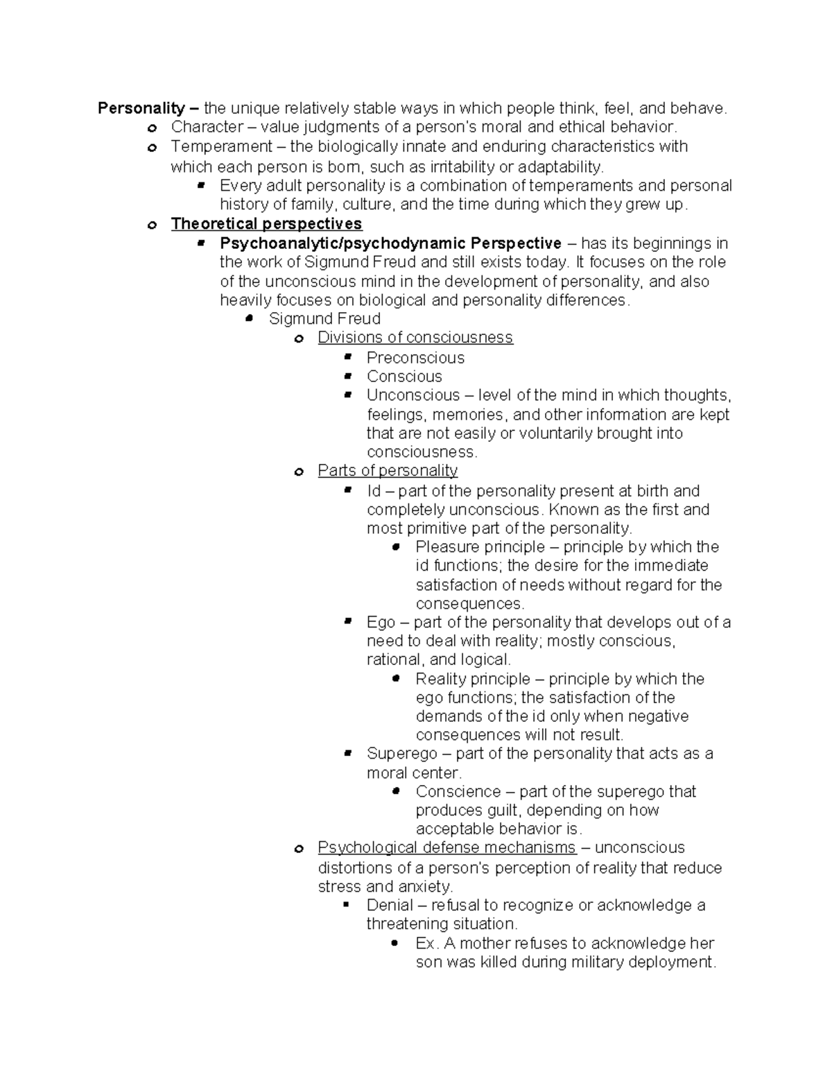 Gen Psych CH 13 - Personality – the unique relatively stable ways in ...