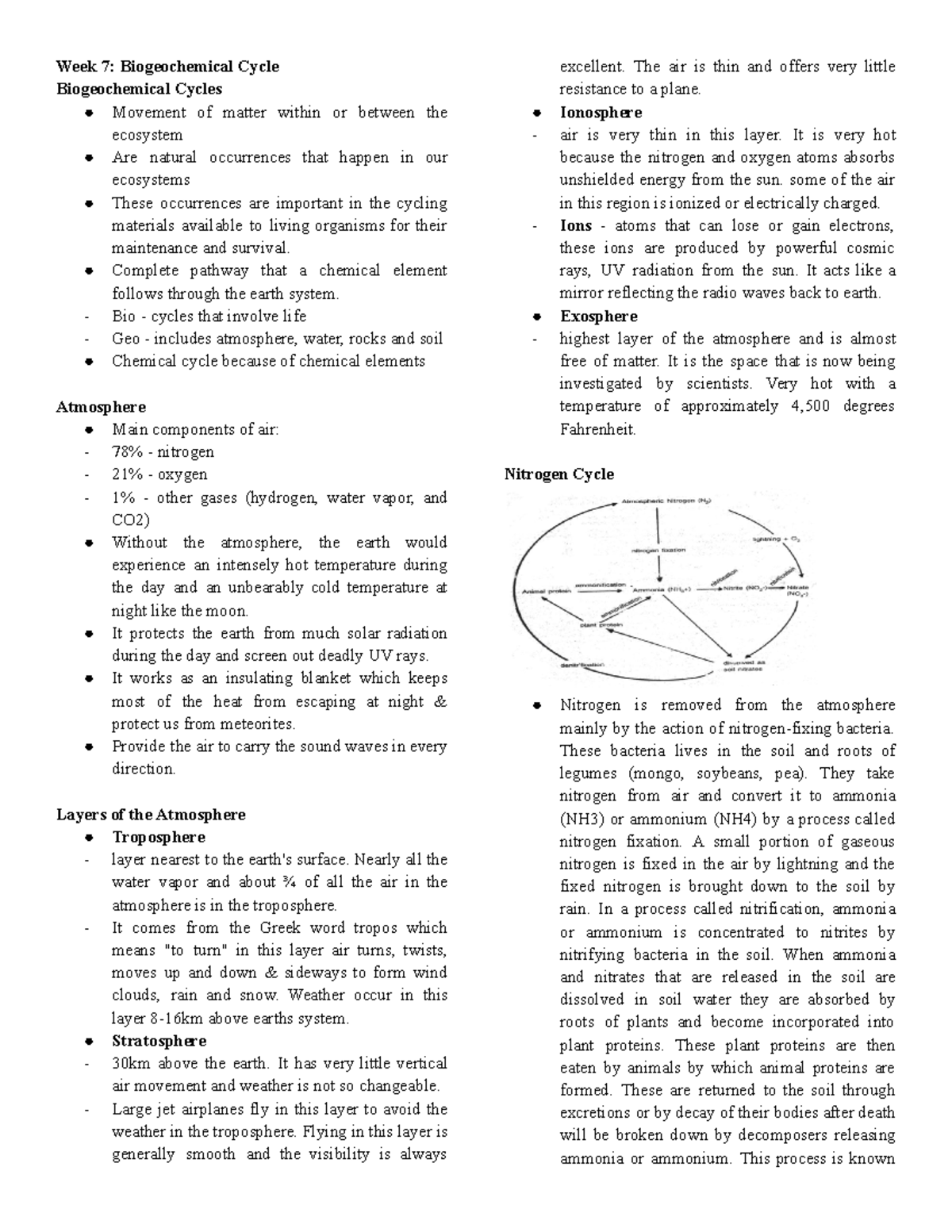 Es midterm reviewer - nenxidn - Week 7: Biogeochemical Cycle ...